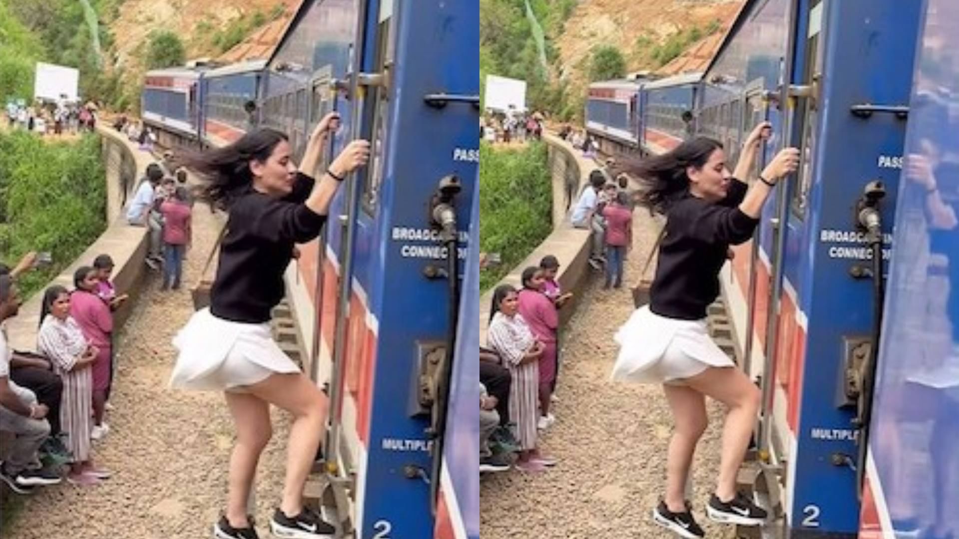 The Girl Was Making A Reel Hanging From A Moving Train Then Her Hand Slipped And She Fell Down ...