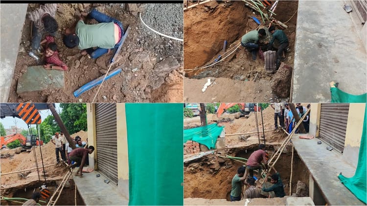 खौफनाक तस्वीरें:पैर रखते ही फट गई सड़क, जमीन में समाया युवक एक घंटे ...