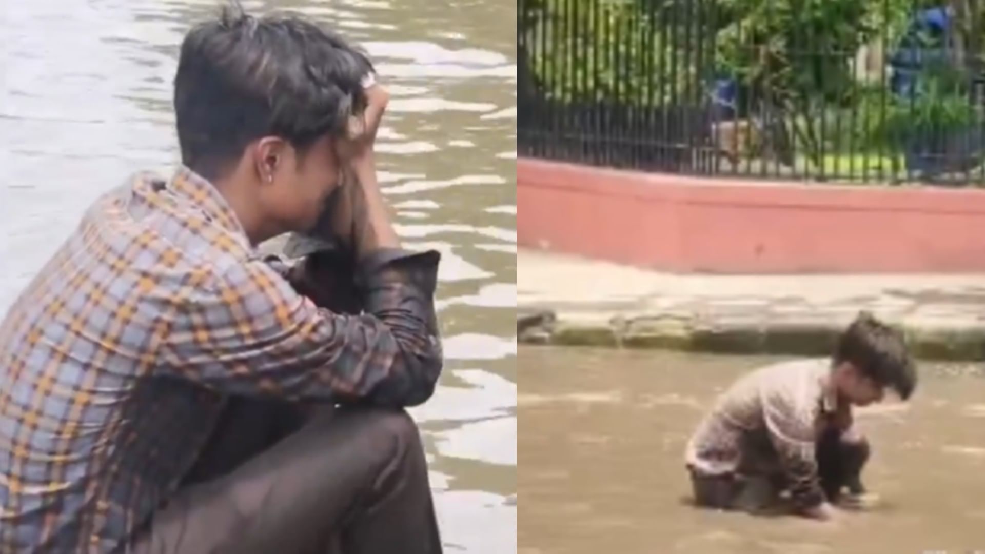 Jaipur Man Cries After His Phone Gets Dropped Into Open Drainage On Waterlogged Road Emotional ...
