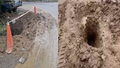 Agra:खुदाई पर रोक...फिर भी बारिश में खोद दिए गड्ढे, दो बाइक सवार गिरकर ...