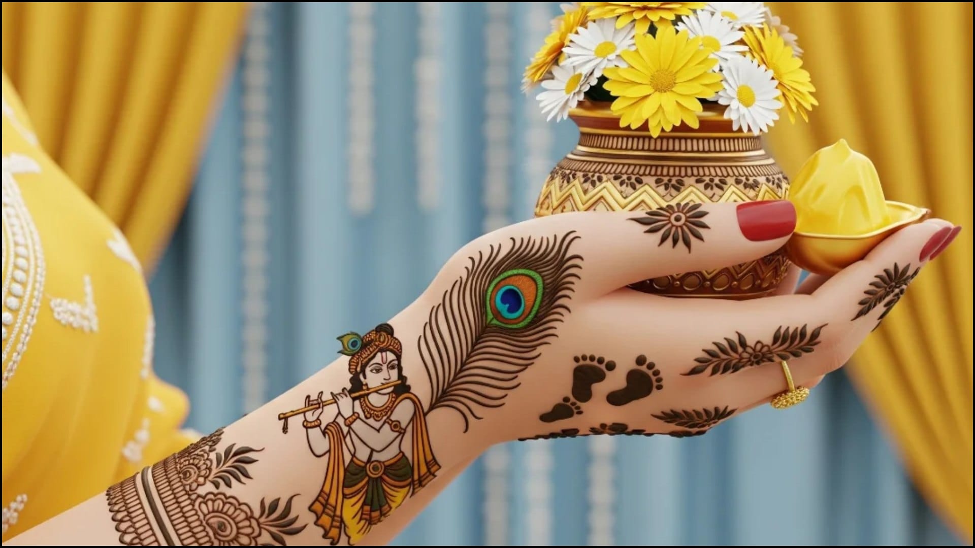Janmashtami Special Mehndi Design Try These Latest Krishna Name Mehndi ...