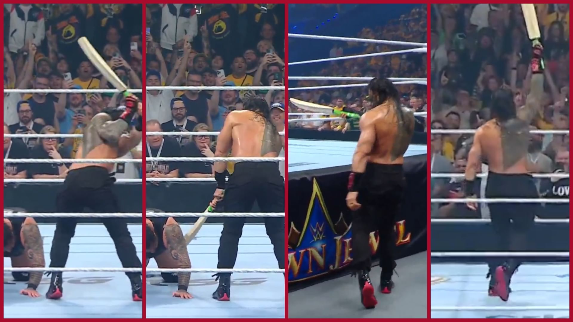 पर्थ में Wwe रिंग में क्रिकेट फीवर:रोमन रेन्स बने 'विराट कोहली'! बैट से ...