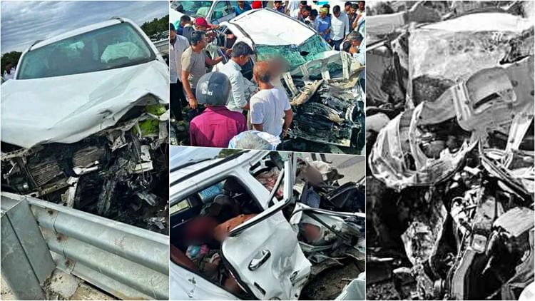 Bharatmala Expressway Accident:शादी से लौट रही कार के उड़े परखच्चे, एक ...