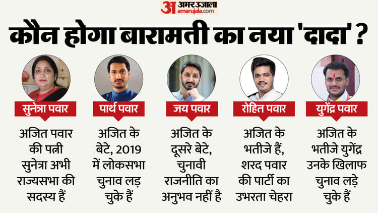 कौन संभालेगा अजित पवार की विरासत?:पत्नी से भतीजे युगेंद्र तक, जानें ...