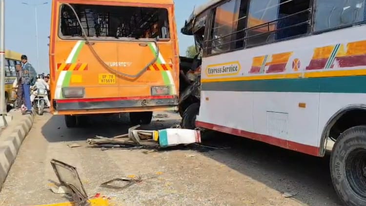 Accident In Meerut:एनएच-34 पर रोडवेज और प्राइवेट बस की जबरदस्त टक्कर ...