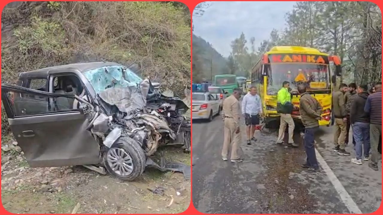 हिमाचल प्रदेश:पंडोह डैम के पास भीषण हादसा, बस और कार की टक्कर में दो की ...