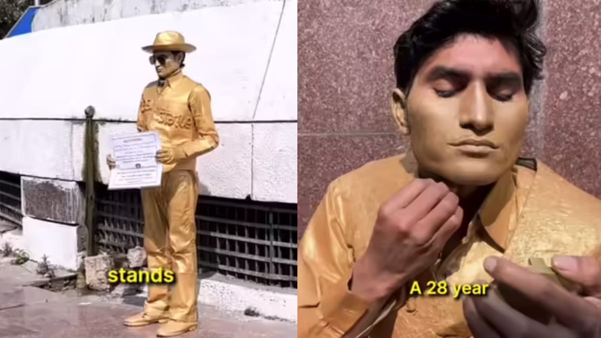 Viral:दिल्ली के कनॉट प्लेस में 12 घंटे मूर्ति बनकर खड़ा रहता है ये शख्स ...