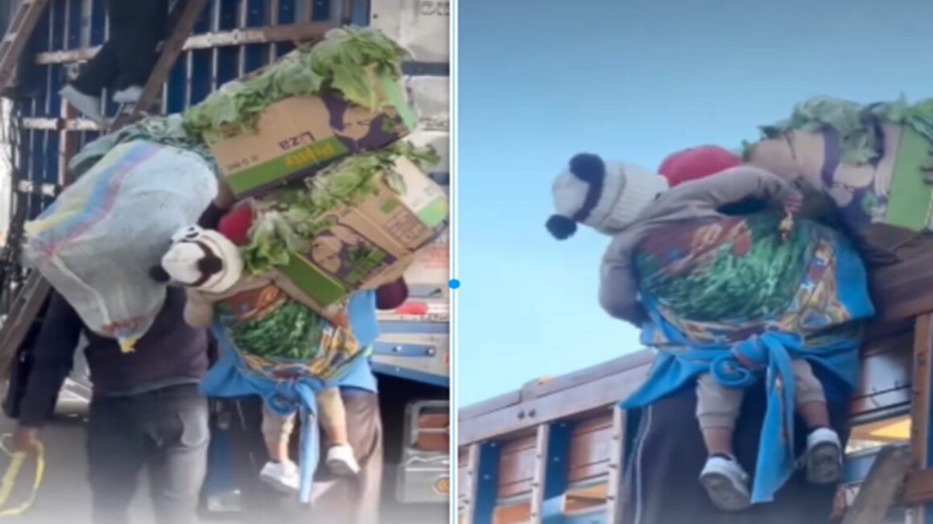 Viral:पीठ पर बच्चा और सिर पर सब्जी की टोकरी लादकर काम करती दिखी महिला ...