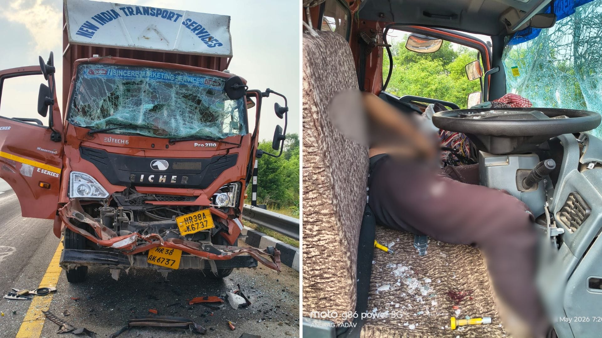 पूर्वांचल एक्सप्रेसवे पर हादसा:खड़े ट्रेलर में घुसी डीसीएम, चालक की मौत ...