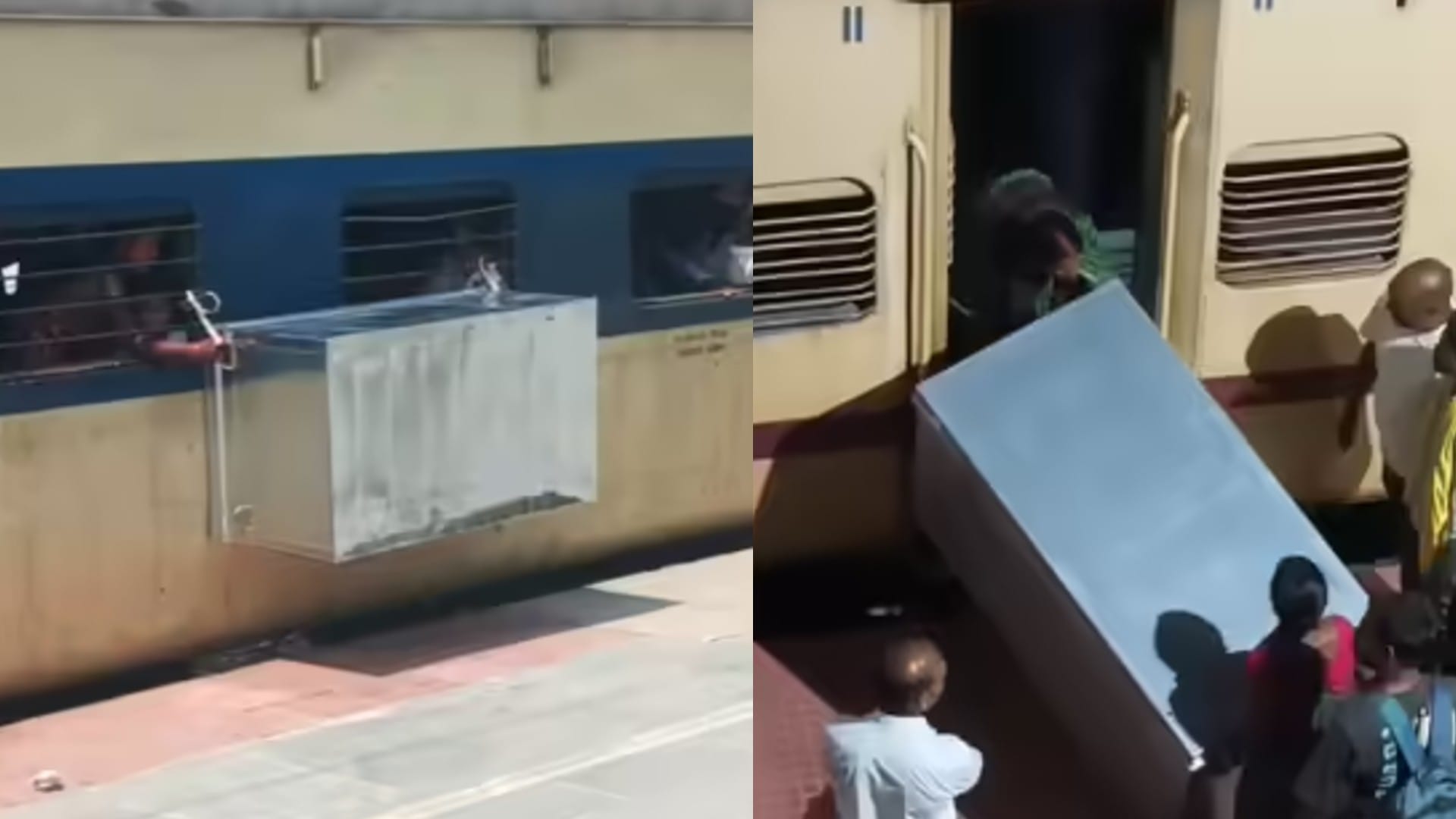 Viral Video:ट्रेन में नहीं घुसा विशालकाय बक्सा तो खिड़की से लटकाया ...