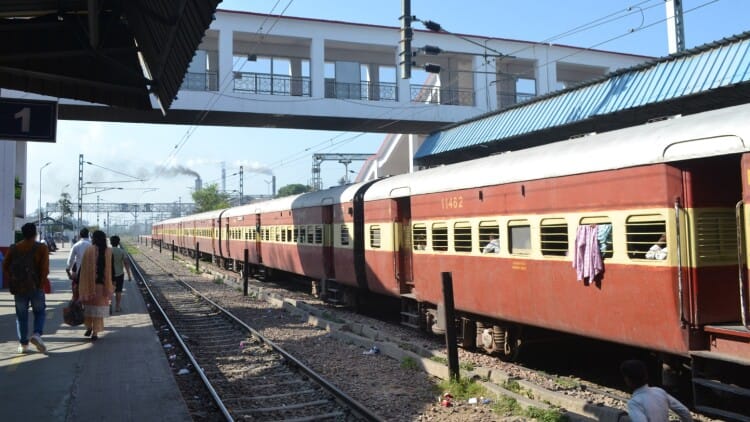 Many Trains Postponed, Passenger Train Standing At Railway Station For ...