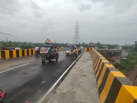 Traffic Started On One Lane Of The Bridge At The Railway Crossing In ...