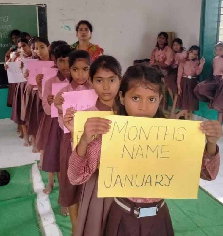 Children Learnt The Names And Antonyms Of Months While Playing - Amethi ...