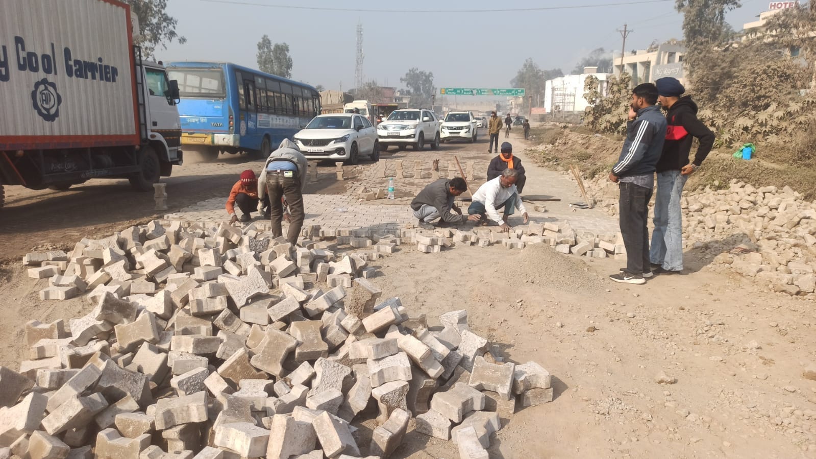90% Patchwork Completed On Baddi-nalagarh Four Lane, Paver Blocks To Be ...