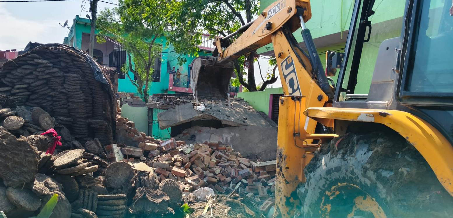 Bulldozers Roar In Sehal: Permanent Structures Demolished On Pond Land ...