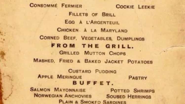 Titanic Food Menu: 112-year-old Food Menu Of Titanic Is Viral - Titanic ...