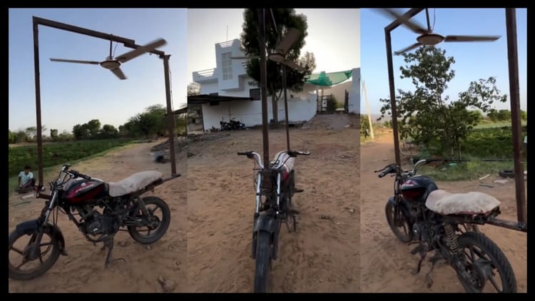 Man Installs Ceiling Fan On Motorcycle Video Of Unique Jugaad Goes ...